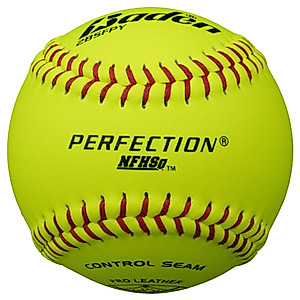 Baden Perfection Game Fastpitch Softballs | NFHS Approved 12" Ball | Yellow Pro Leather Softballs for Fastpitch Play | One Dozen