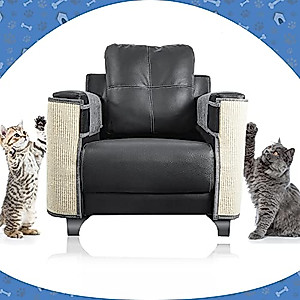 Cat Scratcher Furniture Protector Set of 2, Cat Scratch Mat Sofa Protection with Natural Sisal for Furniture Couch Chair Sofa Cat Care Pad (Dark Gray)