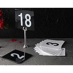 New Star Foodservice 23114 1-25 Double Sided Table Numbers, 4" x 4" Inch, White