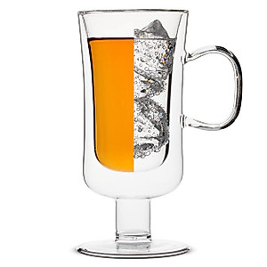 BTaT- Irish Coffee Mug, Coffee Glass, Set of 4 (10oz, 300ml), Double Wall Glass Irish Coffee Cup, Tea Cups, Latte Cups, Glass Coffee Mug, Beer Glasses, Latte Mug, Clear Mugs, Christmas Gifts