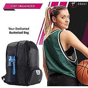 ERANT Athletic Soccer Backpack - Extra Large Sports Soccer Bag - Separate Ball & Cleat Compartment - Durable Design - Boys & Girls - For Soccer, Basketball, Volleyball and Gym Equipment - Black