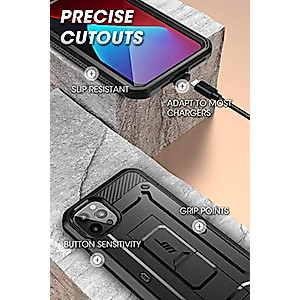 SUPCASE Unicorn Beetle Pro Series Case for iPhone 12 Pro Max (2020 Release) 6.7 Inch, Built-in Screen Protector Full-Body Rugged Holster Case(Black)
