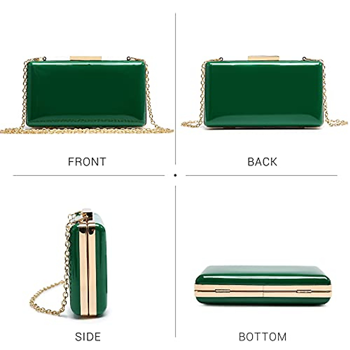 Dasein Women Evening Purses Clutch Bags Formal Party Clutches Wedding Purses Cocktail Prom Handbags (Patent Leather Green)