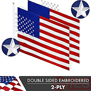 G128 American USA Flag | 3x5 Ft | Double ToughWeave Series Double Sided Embroidered 210D Polyester | Country Flag, Embroidered Stars, Sewn Stripes, Indoor/Outdoor, Brass Grommets, Heavy Duty, 2-ply