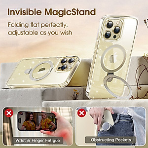 CASEKOO Genuine Official for iPhone 13 Pro Max Case with Magnetic Ring Stand [Compatible with MagSafe] [16FT Military-Grade Protection] Shockproof Twinkle Star Phone Grip Cover 6.7'', Sparkle Glitter