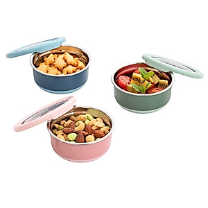 Lille Home 7.5 OZ Dressing Containers for Condiments, Salad Dressing, Dips, Stainless Steel Dipping Sauce Cups, Mini Food Storage with Lid, Set of 3, Leakproof, BPA Free