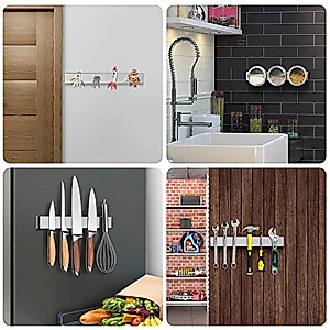Ninonly 12 Inch Magnetic Knife Holder for Refrigerator, Stainless Steel Double Sided Magnet Knife Strip for Wall, No Drilling Magnetic Knife Rack with Powerful Magnetic Pull Force Fridge Applicable