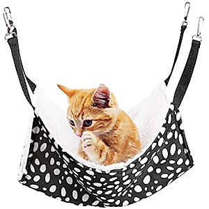 Rolybag Pet cage Hammock,pet Hammock,pet Cats Hammock,Soft Plush pet Bed,Suitable for Ferret Cotton Hammock,Guinea Pig,Hamster,Gerbil, Kittens,Cats cage,etc (Black-White dot 1)