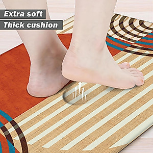 weesire Boho Kitchen Rug Anti Fatigue Mats for Kitchen Floor Kitchen Rugs Bohemia Style Memory Foam Kitchen Mat Cushioned PVC Leather Kitchen Rug Set, 17.3x28+17.3x47 inchs, C2