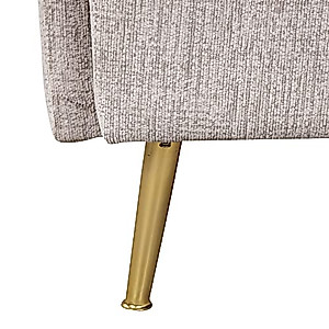 Goohome Mid Century Modern Accent Chair Single Sofa Comfy Upholstered Armchair Living Room Furniture, ReadingChair with Lumbar Pillow and Metal Legs for Bedroom, Lounge