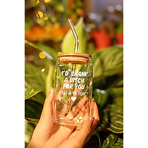 NewEleven Gifts For Women Friendship - Funny Gifts For Friends Female - Unique Friendship Gifts For Women, Friend, Female, Bestie, Bff, Soul Sister, Work Bestie – 16 Oz Coffee Glass