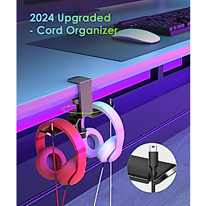 6amLifestyle Dual Rotatable Headphone Stand Hanger Under Desk Clamp Headset Holder Aluminum Load up to 11lb Headset Stand Hanger Compatible with Universal Headphones, Black 6A-13BK