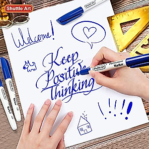 Permanent Markers,Shuttle Art 30 Pack Blue Permanent Marker set,Fine Point, Works on Plastic,Wood,Stone,Metal and Glass for Doodling, Marking