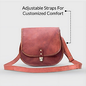 Firu-Handmade 12 inches Vintage Style Brown Leather Crossbody Bag Messenger Satchel Tablet Bag for Men and Women