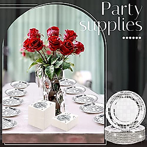200 Pcs 70s Disco Party Supplies Includes Disco Ball Paper Plates and Disco Cocktail Napkins Silver Disco Paper Plates Disco Napkins for 80s 90s Disco Bachelorette Birthday Party Picnic (White)