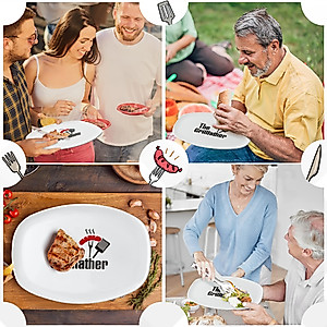 R HORSE Father Day Grill Platter Gift Daddy Barbecue Serving Tray Plate White Oval Serving Dishes Grandpa Dad Men Father Day Gift for Appetizers Desserts Charcuterie Outdoor Indoor Cooking Party
