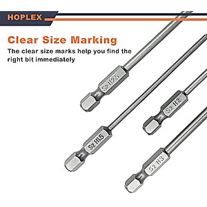 HOPLEX RC Hex Bit Set Hex Head Allen Wrench Drill Bit Set 1.5, 2.0, 2.5 & 3.0mm Upgrading of S2 Steel 1/4" Hex Shank 3.9" Long for Screwdrivers Bit Electric Screwgun/Power Drill RC Repair Working