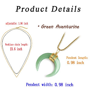 MAIBAOTA Crescent Moon Necklace for Women Gold Plated Moon Pendant Jewelry Spiritual Witchy Gemstone Necklace Green Aventurine Crystal Stone Necklaces