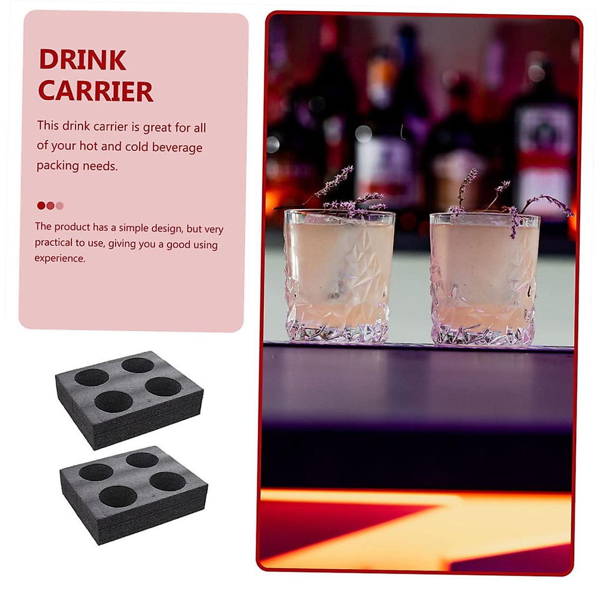 SWOOMEY Cup Holders for Drinks to go Cup Holders Drink Carry Holder take Drink Tray Drink Carrier Takeout 4-Cup Tray Milk Tea Coffee Tray Takeaway Cup epe Foam Composite Pearl Cotton