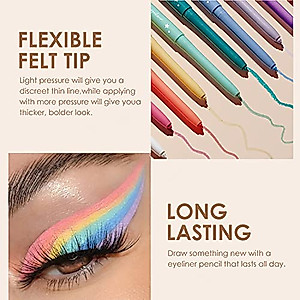 BestLand 12 Colors Matte Creamy Christmas Eyeliner Set Rainbow Red Black White Brown Colorful Neon Eyeliner Pencil Pigmented Smudgeproof Long Lasting Gel Eye Liner Makeup Gift Kit for Women (Set D)