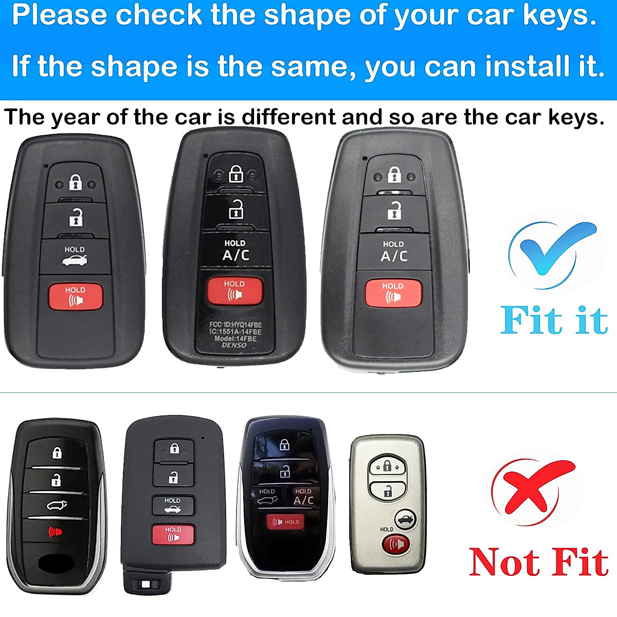 Kirsnda Compatible with Toyota key fob cover,case with keychain,Soft TPU 360 Degree Protection Key Case for Camry RAV4 Highlander Avalon C-HR Prius Corolla GT86 Smart Key,Black