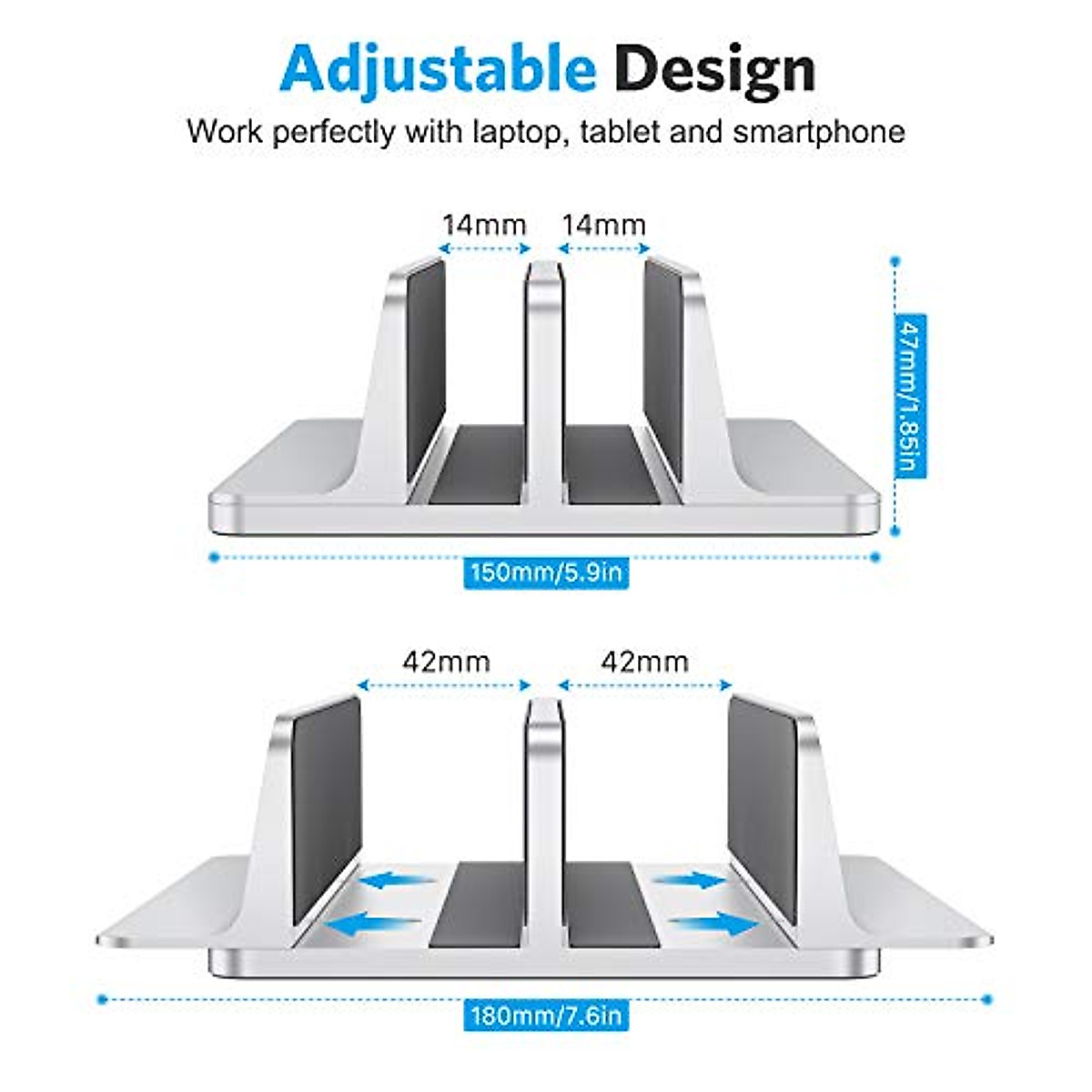 OMOTON Vertical Double Laptop Stand - Adjustable Desk Holder
