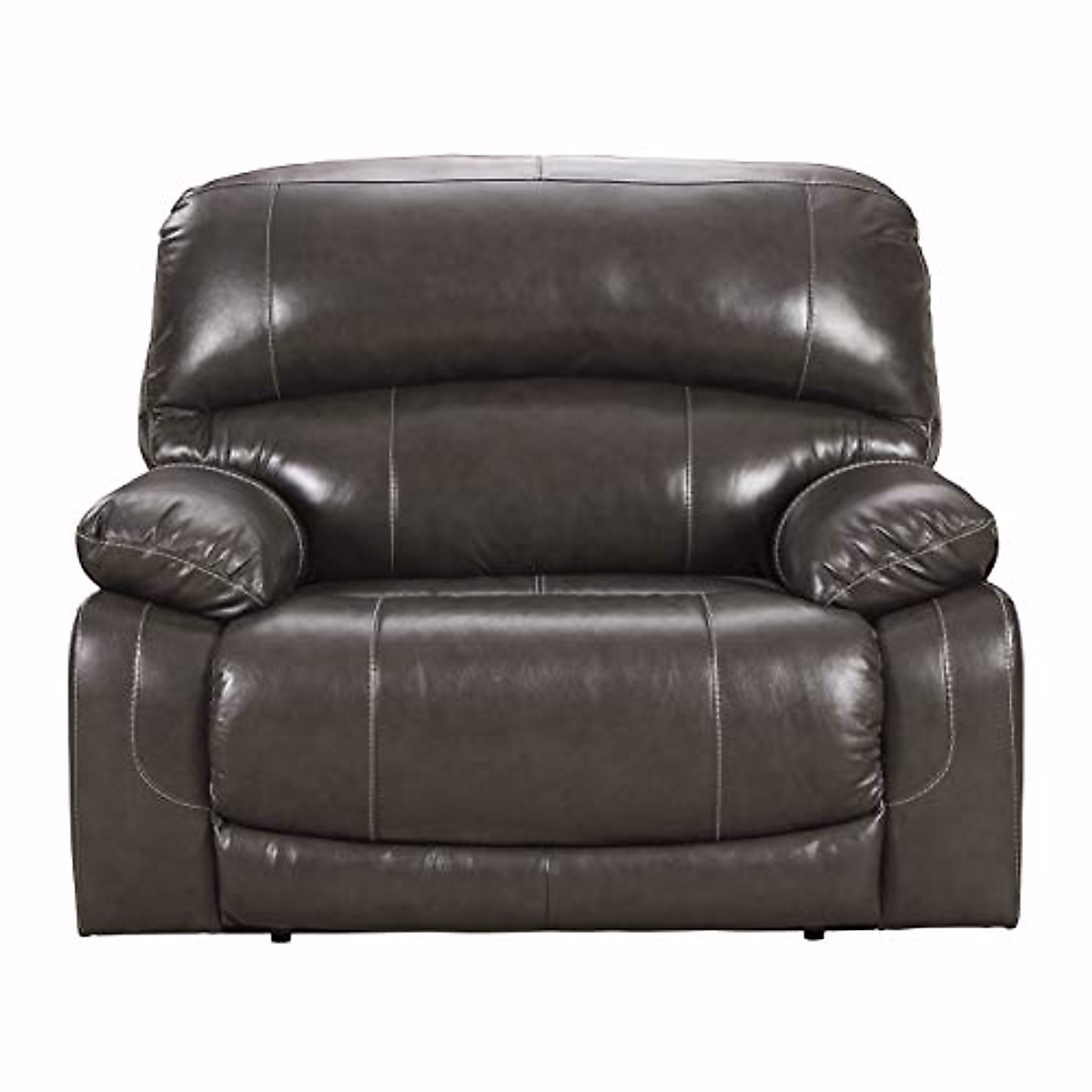 Signature Design by Ashley Hallstrung Leather Adjustable Oversized Power Recliner with USB Charging, Gray