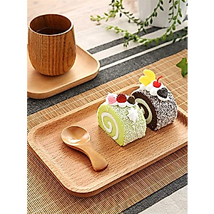 GEEKLLS Breakfast Tray Wooden Tray Solid Wood Rectangular Breakfast Plate Sushi Snack Bread Dessert Barbecue Cake Easy to Carry Multifunctional