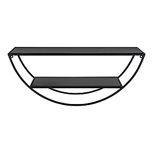 Kate and Laurel Tancill Modern Wall Shelf, 26 x 11, Black, Chic Two-Tier Half-Circle Shelf for Wall