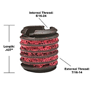 E-Z Lok Externally Threaded Insert, C12L14 Carbon Steel, Meets AISI 12L14, 5/16"-24 Internal Threads, 7/16"-14 External Threads, 0.437" Length, Made in US (Pack of 10)