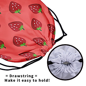 Red Strawberry Gymnastics Grip Bag - Pink Strawberries Grip Bags for Gymnasts Cute Juicy Fruit Gymnastic Bag Tasty Ripe Spring Summer Fruits Gym Pouch Bag Water Resistant String Bag