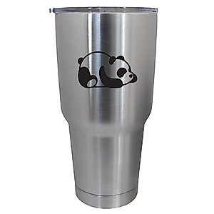 Cups drinkware Tumbler Sticker - Panda Laying Down - Funny Inspirational Cool Sticker Decal