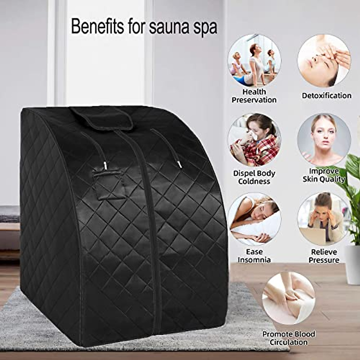 ZONEMEL Portable Infrared Sauna, 1 Person at Home Full Body Sauna, Individual Home Spa Tent with Heating Foot Pad, Upgraded Sauna Chair (L 27.6’’ x W 31.5’’ x H 37.8’’, Black)