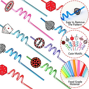 Casino Party Favors Casino Straws 24pcs Casino Theme Party Decorations Supplies Casino Plastic Crazy Straws for Las Vegas Birthday Party, Casino Night, Poker Events Party Decorations