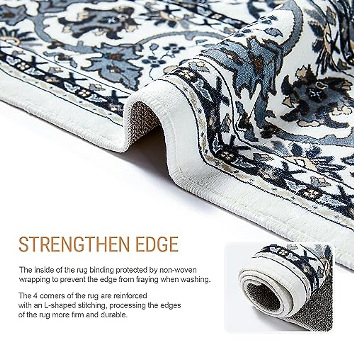 Boho Vintage Area Rug - 6x9 Large Washable Living Room Rug Ultra-Thin Non-Slip Non-Shedding Print Floor Carpet for Bedroom Home