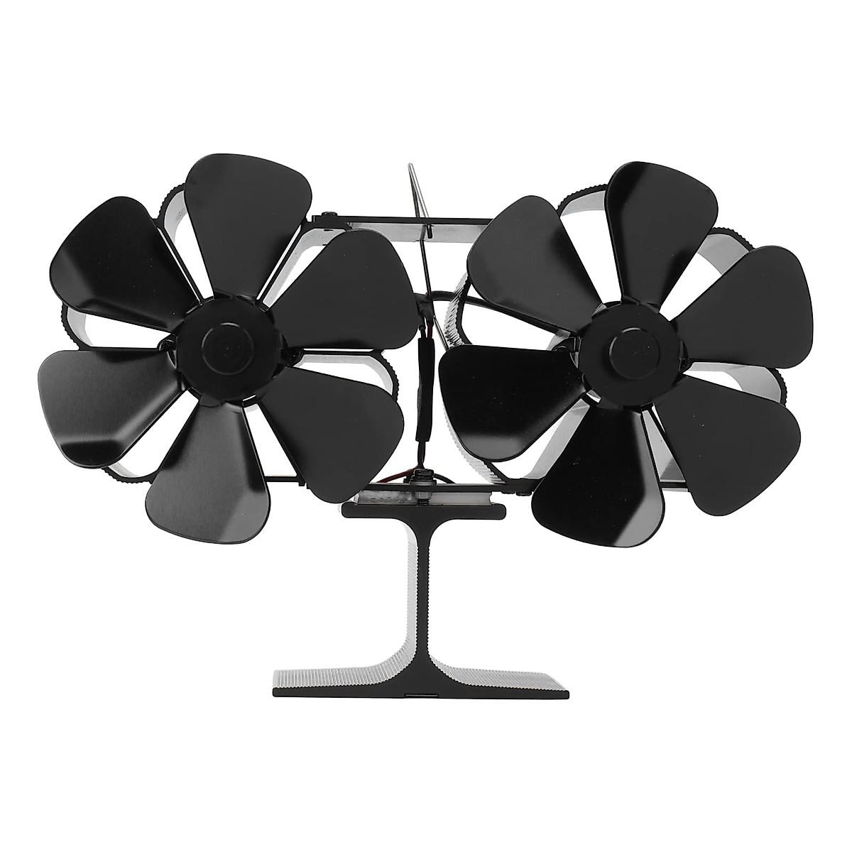 Topyond Wood Stove Fan, Dual Heads Powered Fireplace Fan with 6 Blades, Silent Operation, Heat Powered Stove Fan for Wood Burner and Log Fireplace