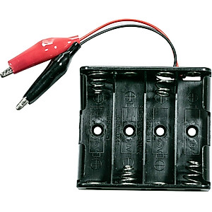 risingsaplings 4 Slots 4X 1x4 1.5V Total: 6V AA Battery Holder Box with Alligator Clip Easy to use (Pack of 2)