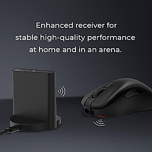 BenQ Zowie EC1-CW Ergonomic Wireless Gaming Mouse | Professional Esports Performance | Lighter Weight | Driverless | Paracord Cable | 24-Step Scroll Wheel | Matte Black | Large Size