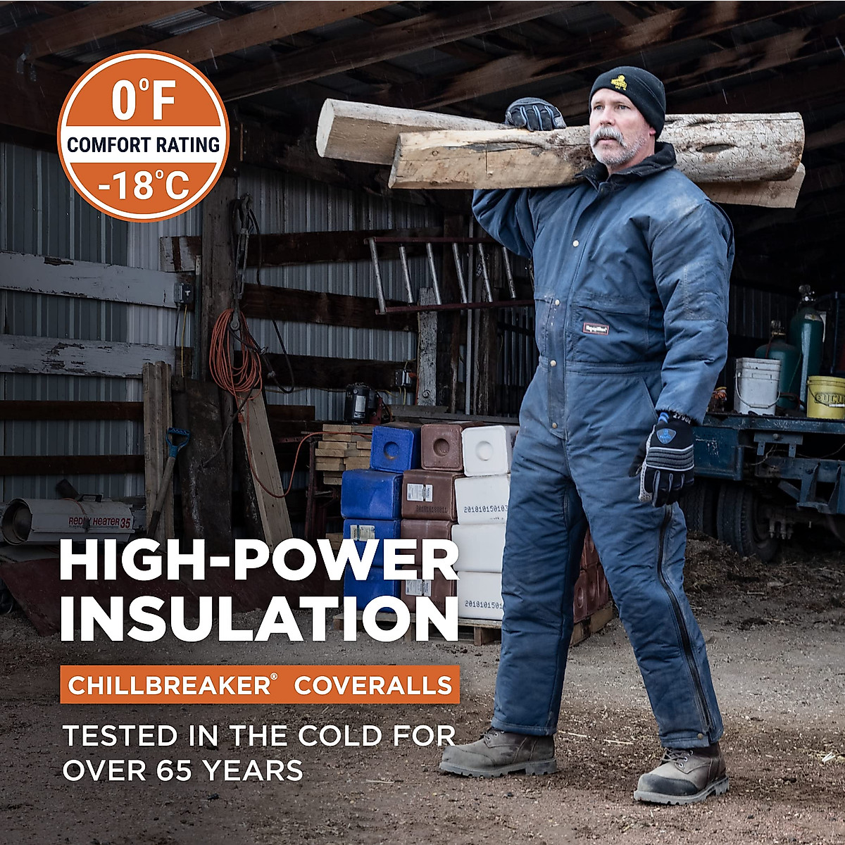 RefrigiWear ChillBreaker Insulated Coveralls, 0 F Comfort Rating, (Navy), (Large)