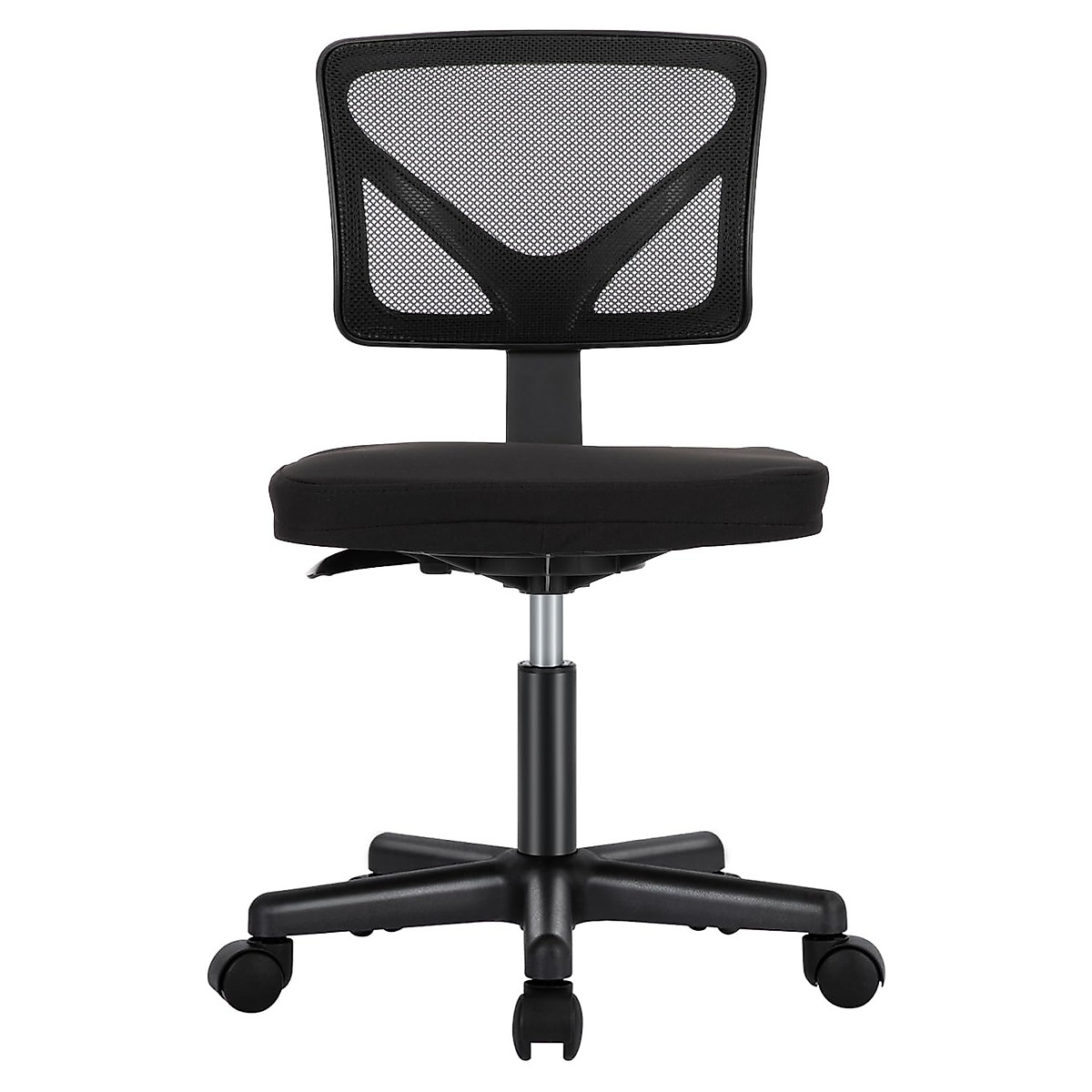 Sweetcrispy Office Computer Desk Chair, Ergonomic Low-Back Mesh Rolling Work Swivel Chairs with Wheels, Armless Comfortable Seat Lumbar Support for Home, Bedroom, Study, Student, Adults, Black