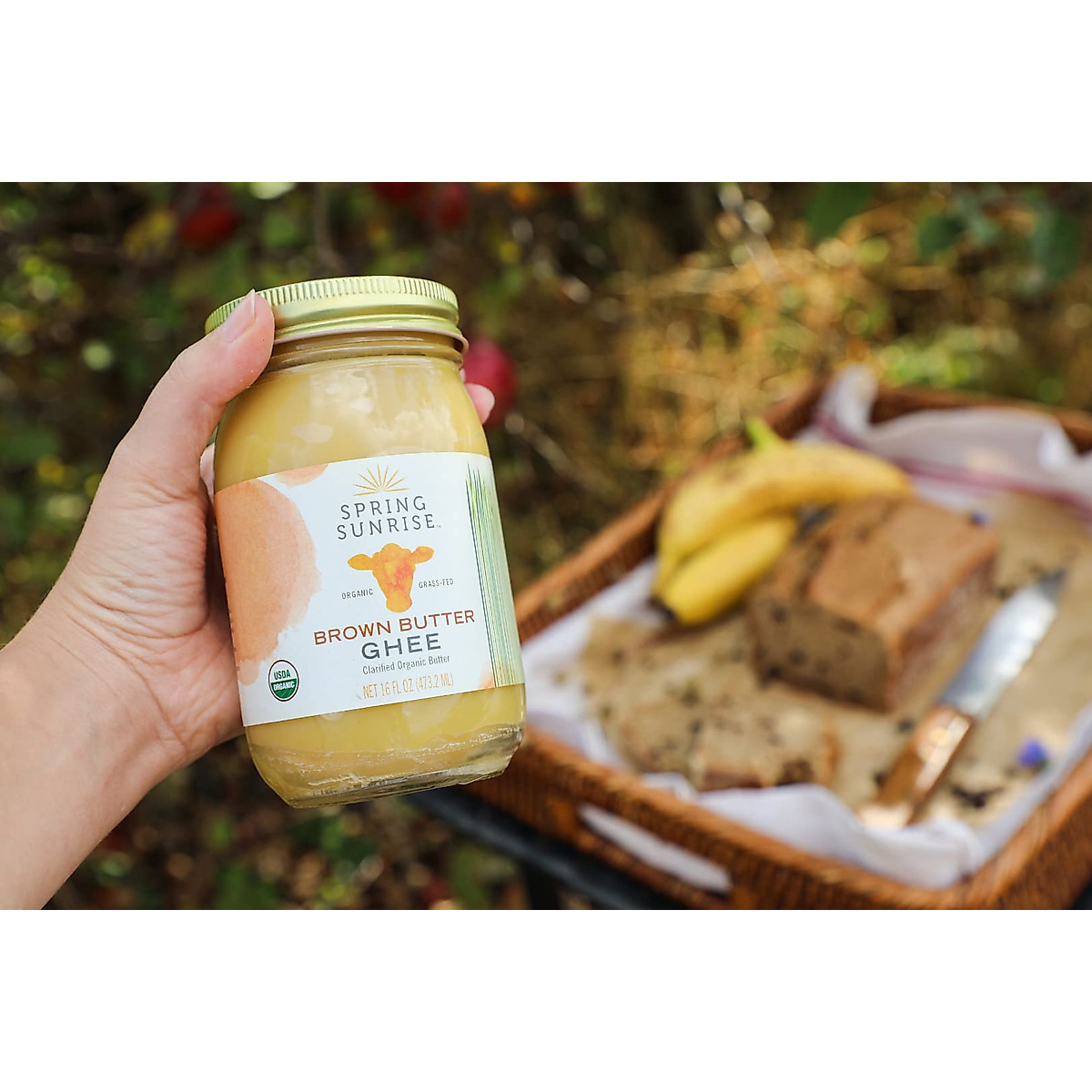 Spring Sunrise Brown Butter Ghee - Grass Fed Butter - Ghee Butter Organic Grass Fed - Ghee Clarified Butter - Ghee Butter - Ghee Organic - Grass Fed Ghee - Organic Ghee From Grass-fed Cows