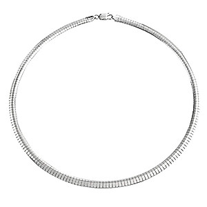 2mm thick solid sterling silver 925 Italian Omega chain necklace chocker with lobster claw clasp jewelry - inch 12"/30cm, 14"/35cm, 16"/40cm, 18"/45cm, 20"/50cm, 22"/55cm, 24"/60cm