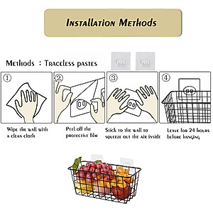 2 Pack Hanging Storage Basket, Bathroom Basket, Household Goods Storage Basket, with Traceless Tape, no Drilling, for Cabinet Storage, Kitchen, Bathroom, Storage Room (2 Black)