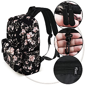 Sinpooo Canvas Backpack ,Washable Recycle Cotton 15.8 Inch Backpack Purse for Women Fashion, College Back Pack Bag for Women Daypack Travel Business Work Bag(Flower)