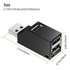 LIXINTIAN[2 Pack ] USB2.0 Splitter, 3-Port USB 3.0 Hub, for Notebook, USB Flash Drives, Mobile HDD, Laptop, PC - White Black
