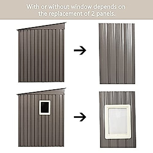 6ft X 4.5ft Outdoor Storage Shed, Galvanized Metal Garden Shed with Window and Metal Foundation, Tool Storage Shed for Patio Lawn Backyard (Gray-with The window-6ftx4.5ft)
