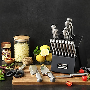 McCook® Knife Sets,German Stainless Steel Kitchen Knives Block Set with Built-in Sharpener