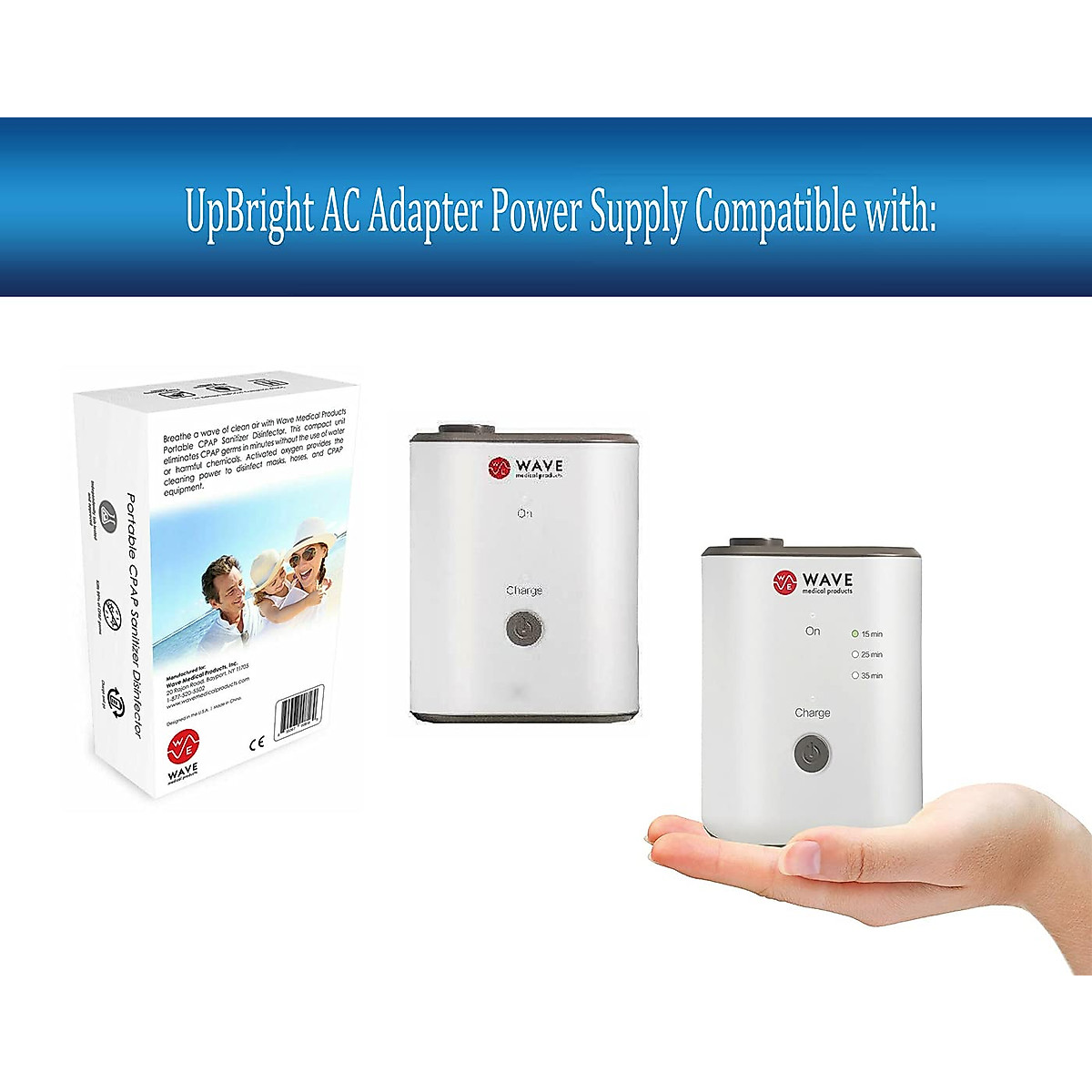UpBright USB Cable 5V AC Adapter Charger Compatible with Wave Automated CPAP Cleaner Portable CP AP Sanitizer Disinfector Machine Wave Medical Products WMPCP101 WMP-CC101 Power Supply Cord Charger PSU
