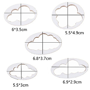 JINYONGXING 5 Pcs Cloud Fondant Cutter Plastic Cake Cookie Biscuit Cutter Mold for Baking Room Coffee Shop Birthday or Wedding Cake Moulds