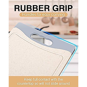 Kikcoin Extra Large Cutting Boards, Plastic Cutting Board for Kitchen Dishwasher Chopping Board Set of 3 with Juice Grooves, Easy Grip Handle